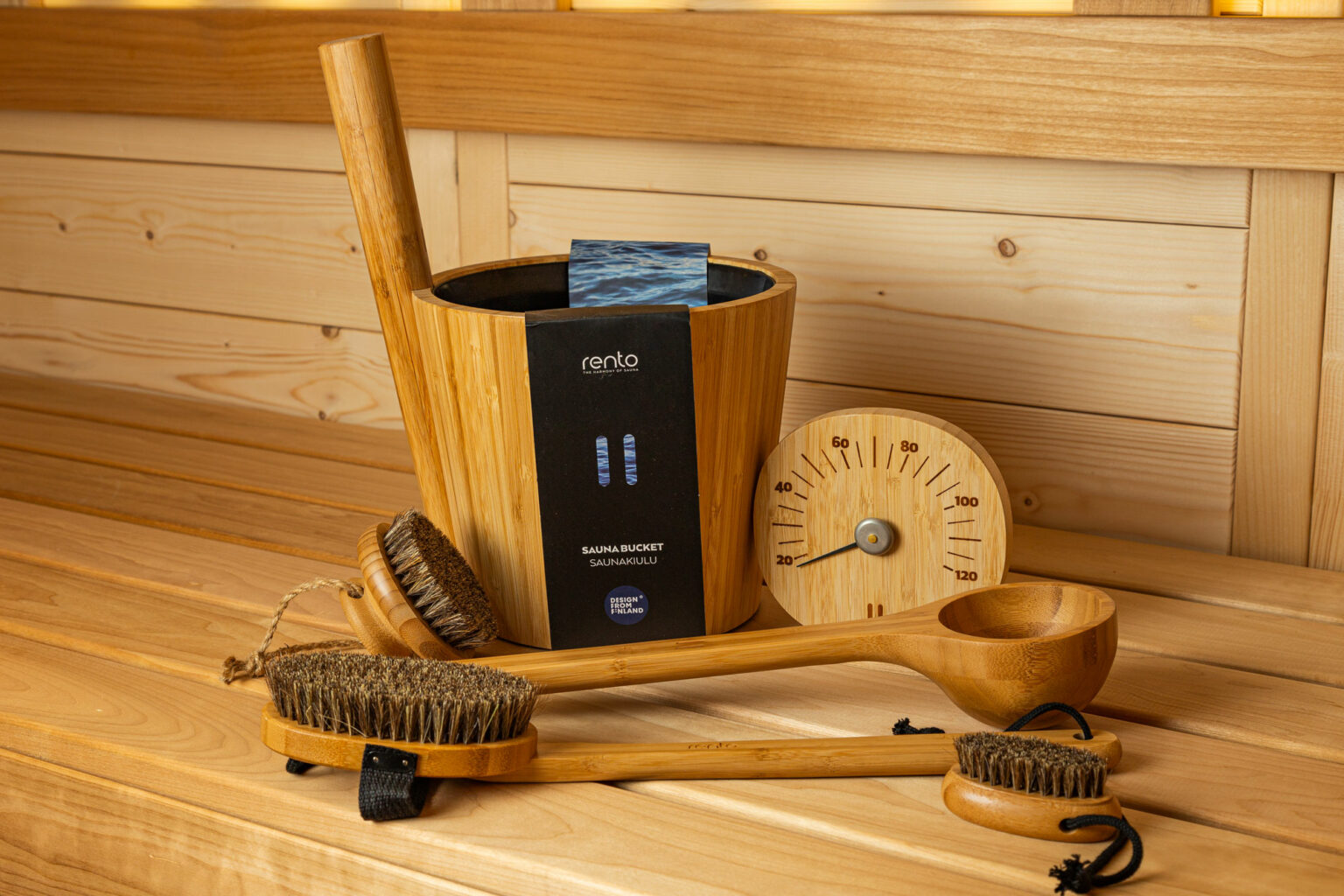 Rento sauna cadeau set bamboe - Sauna's & Zwembaden